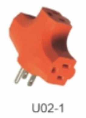 PJ - ELECTRICAL ONE TO THREE PLUG ADAPTER ORANGE